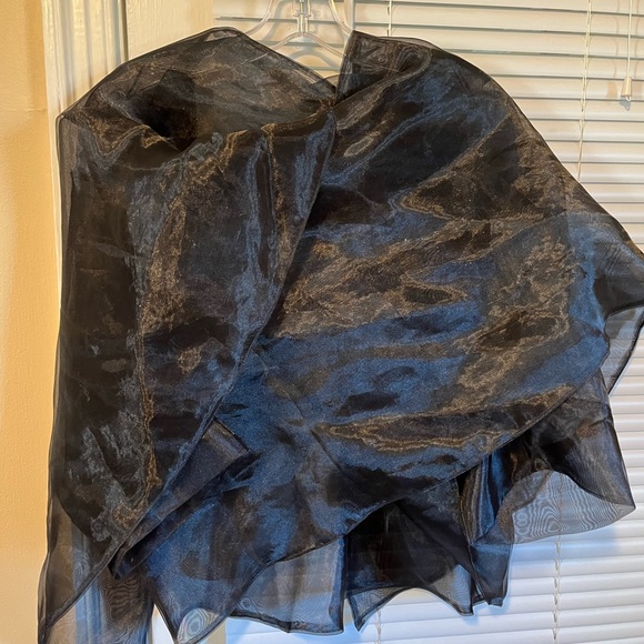 Accessories | Euc Black Sheer Evening Wrap With Sleeves Adjustable Wrap ...